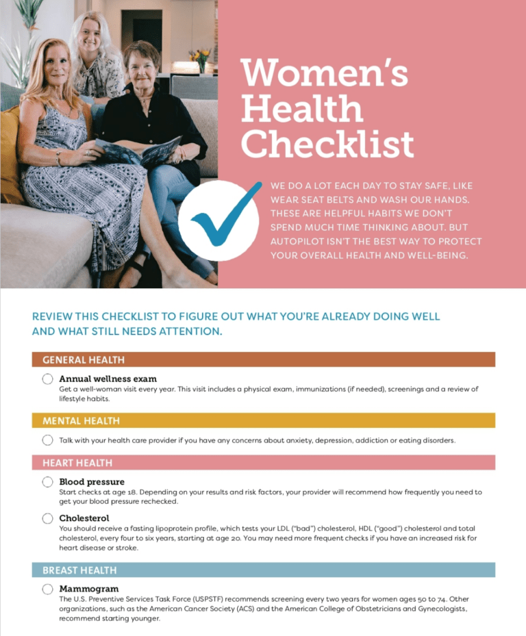 Women's Health Checklist - Hill Country Memorial